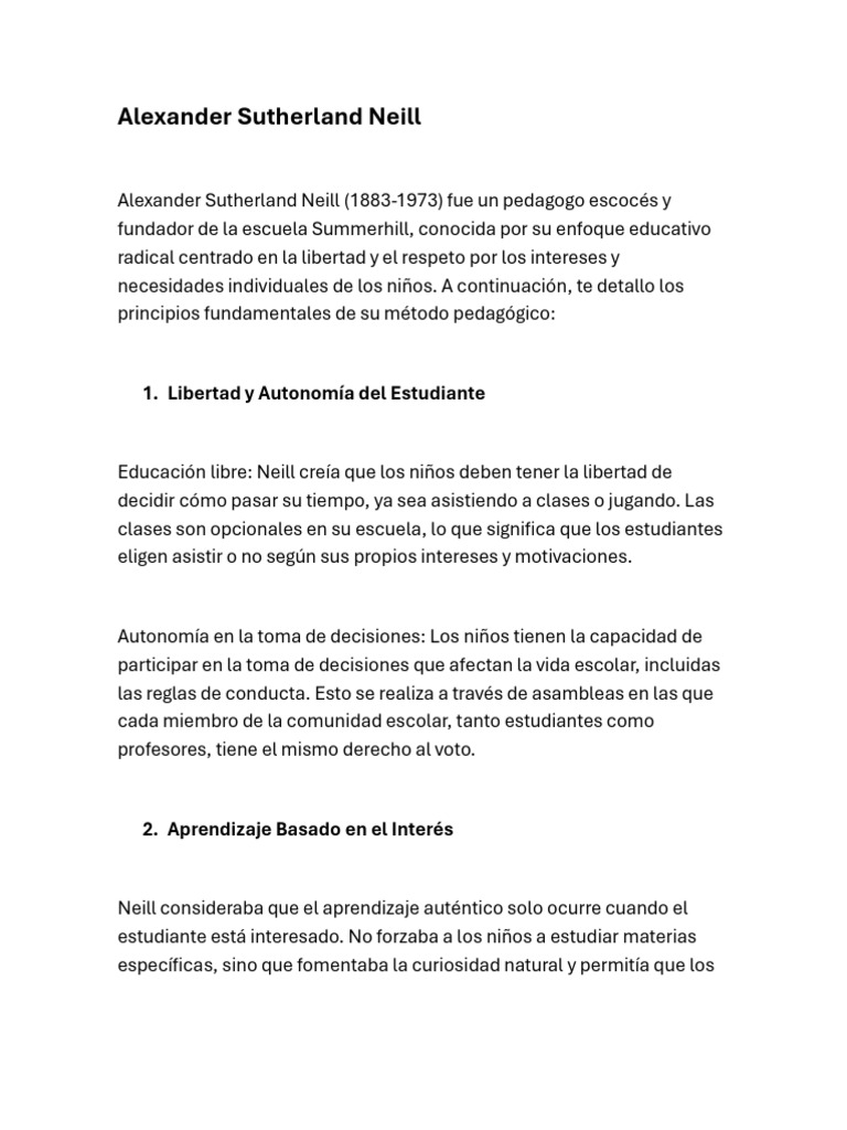 Alexander Sutherland Neill | PDF | Disciplinas | Aprendizaje