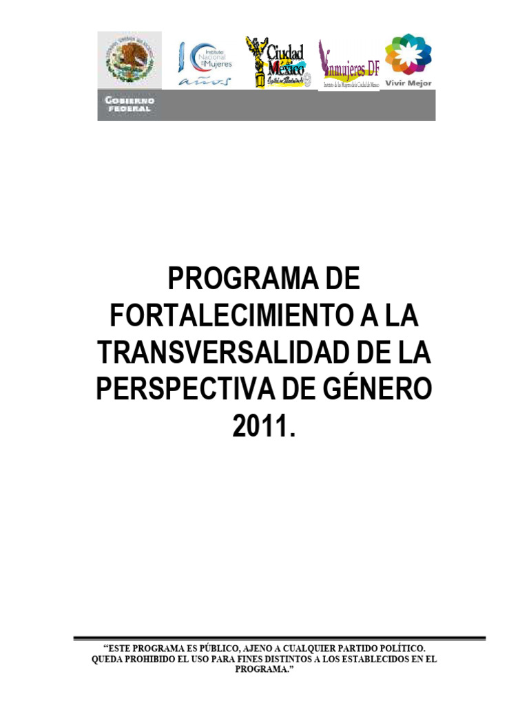 Programa de Fortalecimiento A La Transversalidad de La Perspectiva de Género 2011 | PDF | La ...