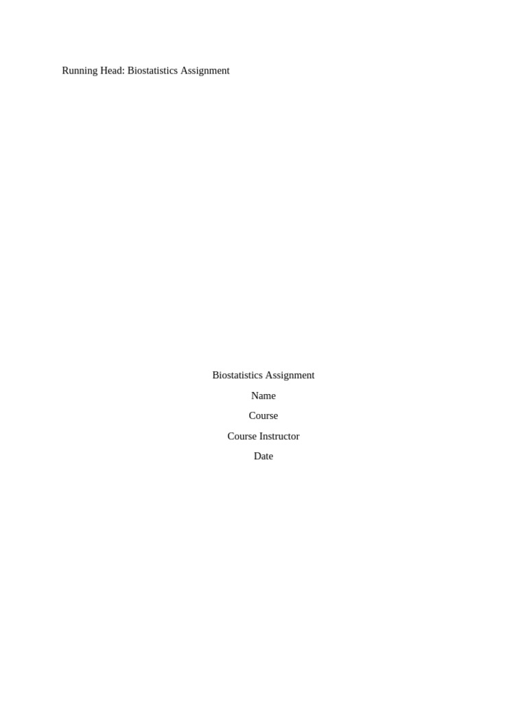 Biostatistics Assignment_Revised | PDF | Statistics | Biostatistics Biostatistics Assignment_Revised | PDF | Statistics | Biostatistics