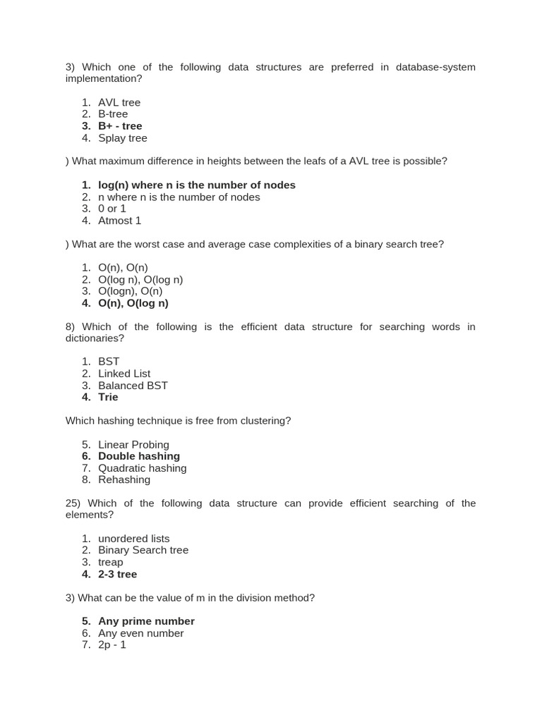 Data Structure MCQS | PDF | Technology & Engineering