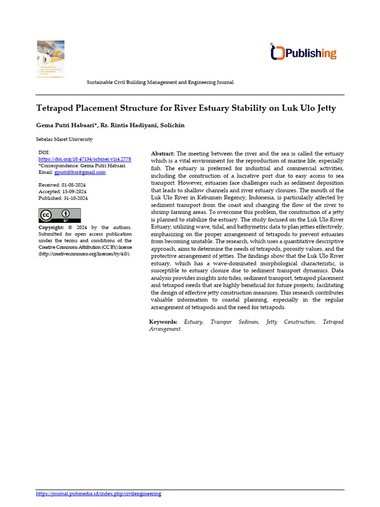 Tetrapod Placement Structure For River Estuary Stability On Luk Ulo ...