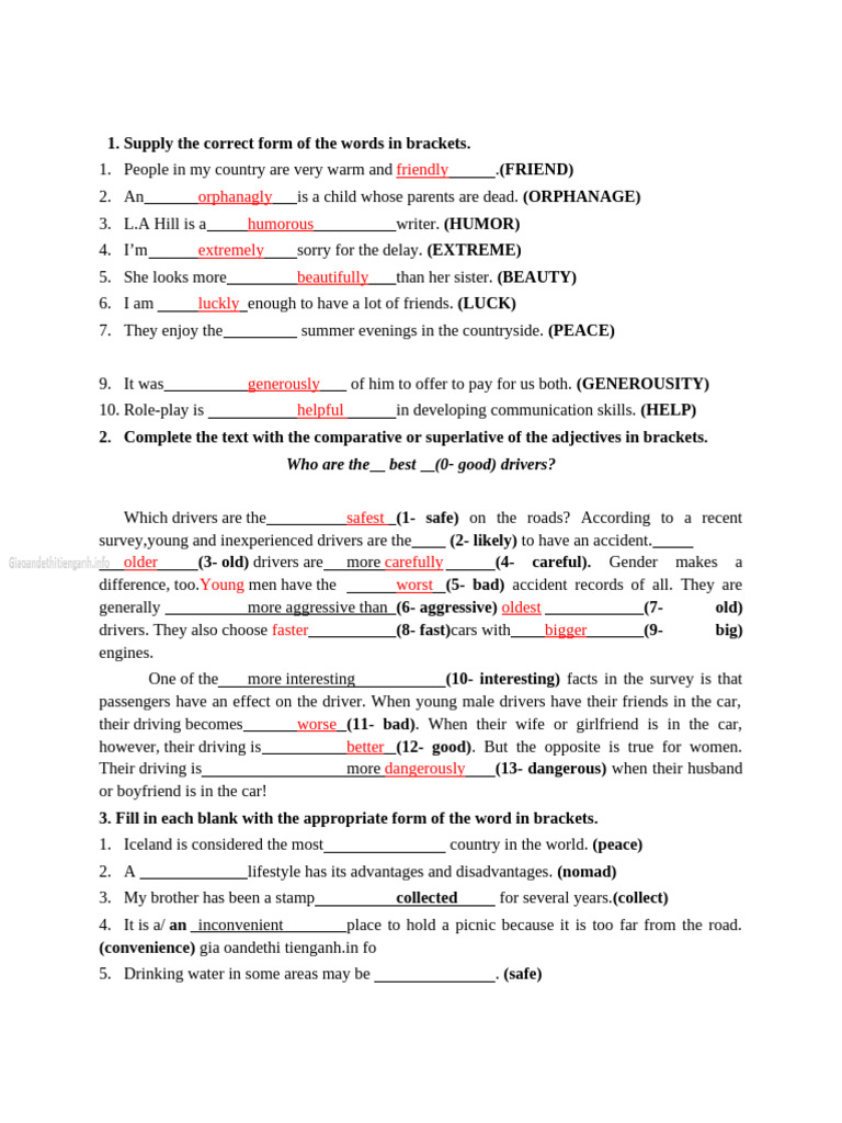 160 Word Form Tiếng Anh 8 | PDF | Home & Garden