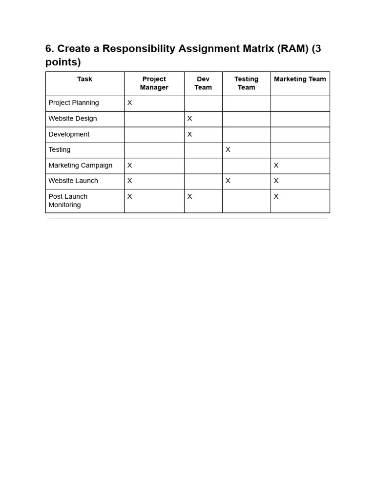 Create A Responsibility Assignment Matrix (RAM) (3 Points) | PDF