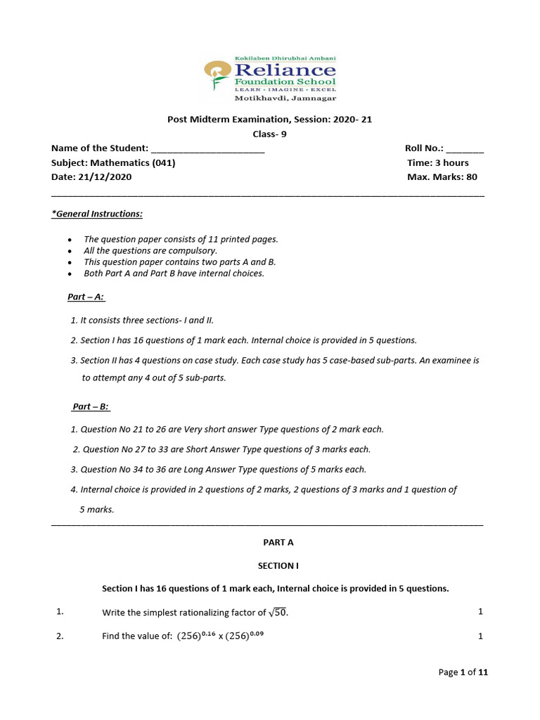 9 PMT Mathematics 2020-21 | PDF | Fahrenheit | Celsius