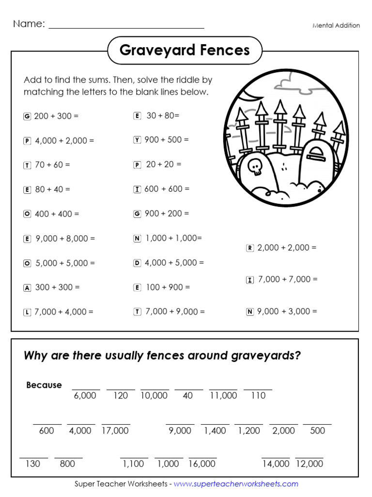 Math Riddle Graveyard Fences - JJAUS | PDF | Teaching Methods & Materials
