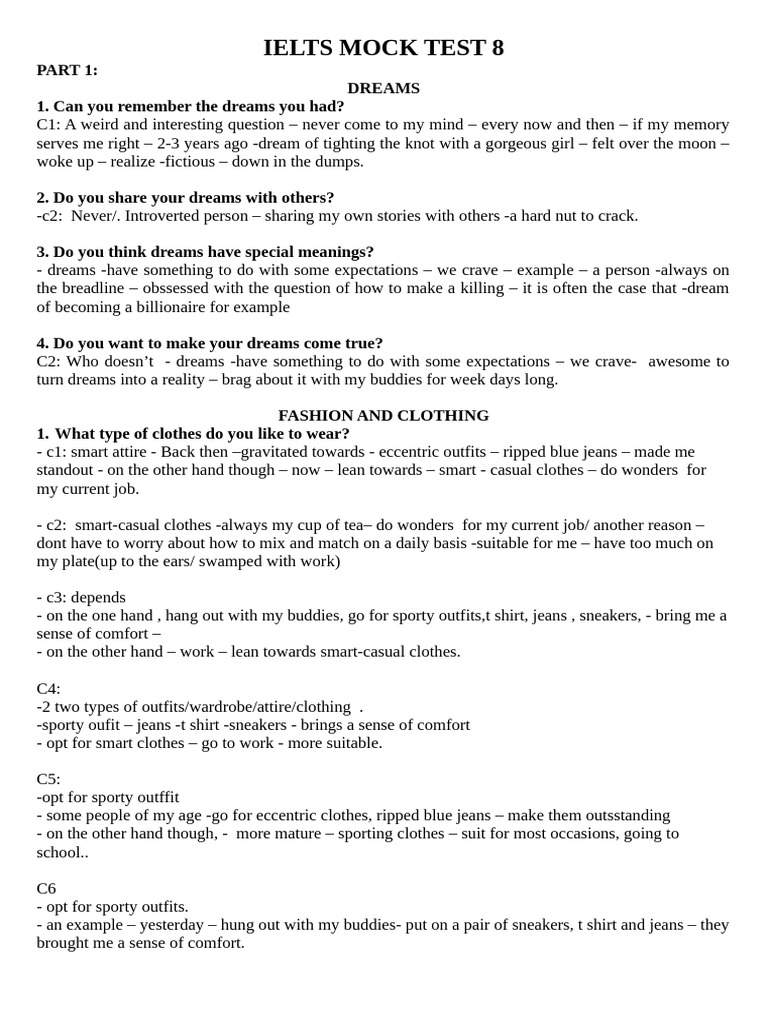 Ielts Mock Test 8 | PDF | Clothing | Fashion