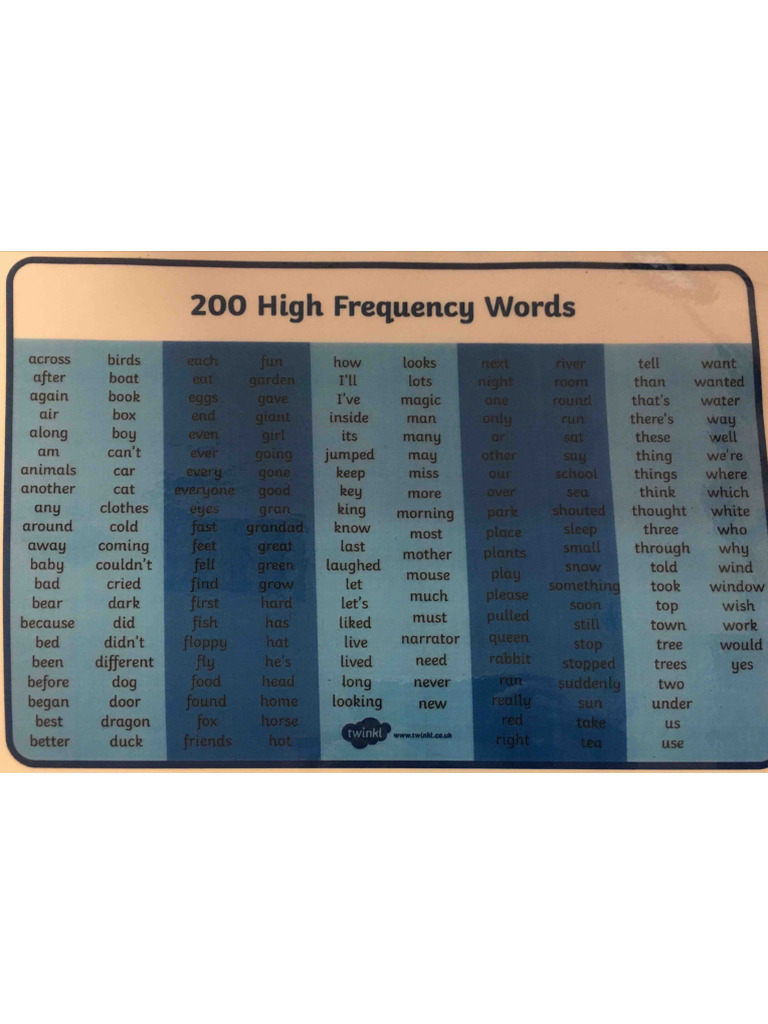 200 High Frequency Words | PDF