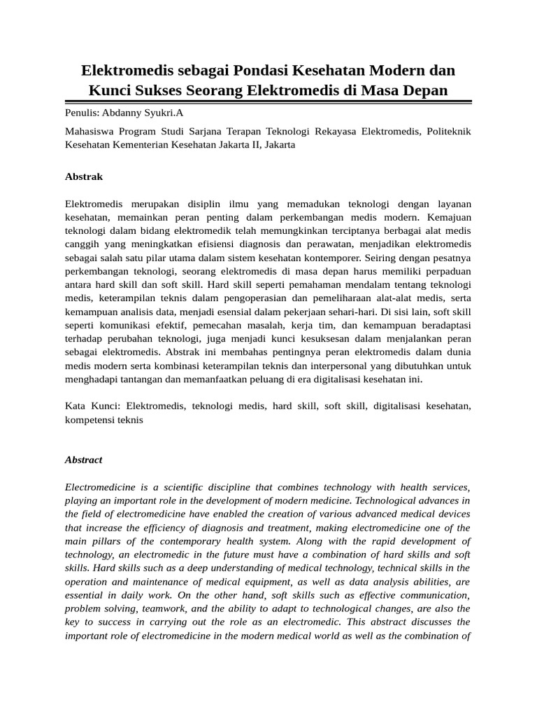 Elektromedis: Kunci Sukses Kesehatan Modern | PDF