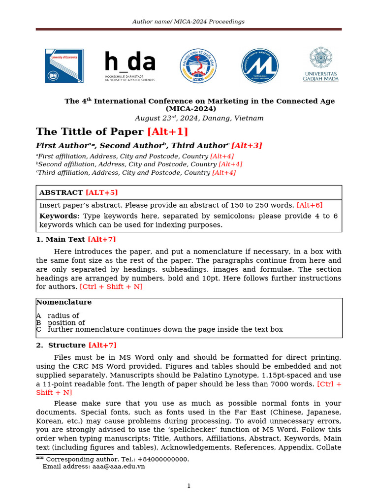 MICA-2024 template | PDF | Microsoft Word | Paragraph