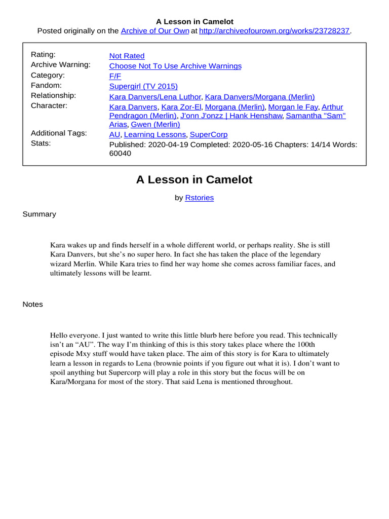 A Lesson in Camelot | PDF | Magician (Fantasy) | Morgan Le Fay