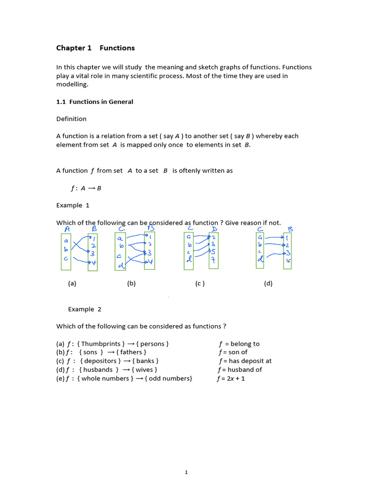 Chapter 1 Functions2024 | PDF | Function (Mathematics) | Elementary Mathematics