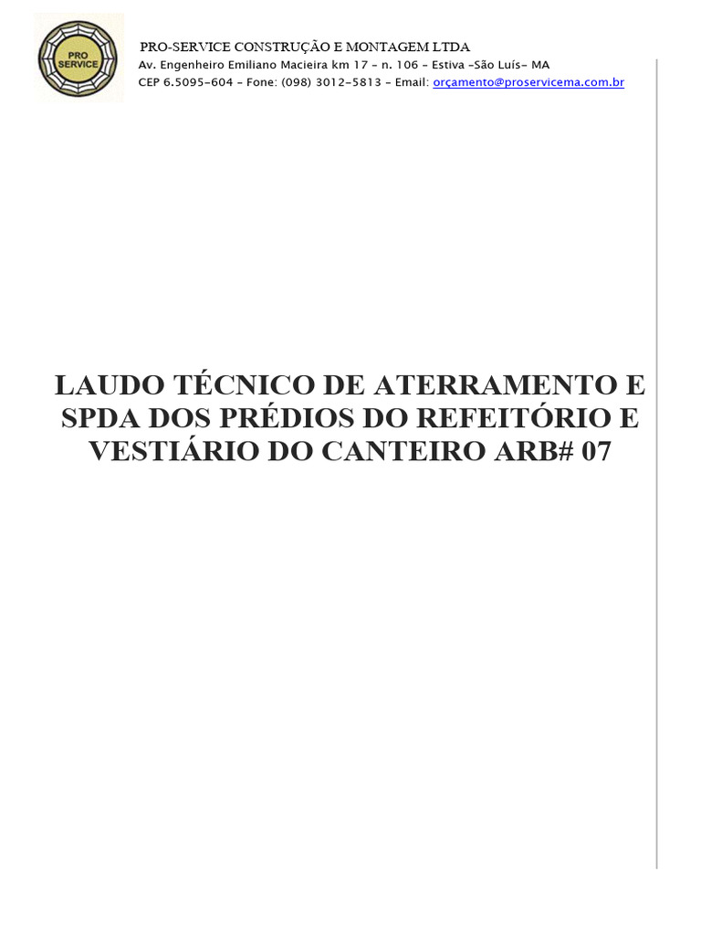 Laudo de Aterramento e SPDA 1 | PDF | Relâmpago | Ciência de Materiais