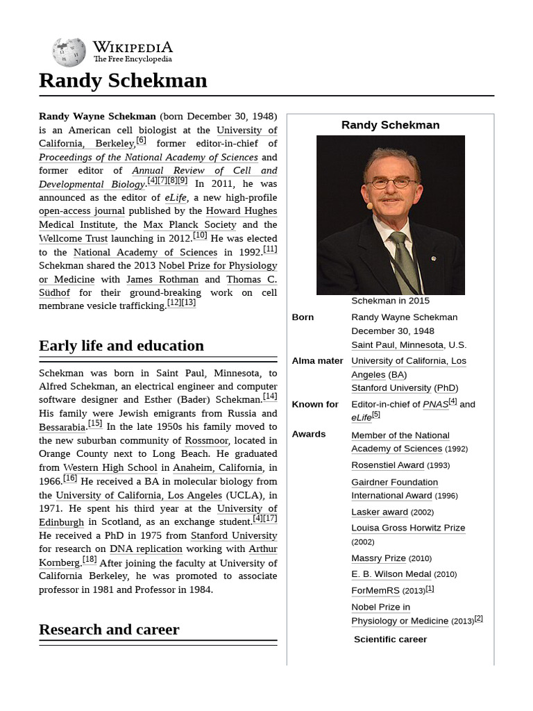 Randy_Schekman | PDF | Biology | Biochemistry