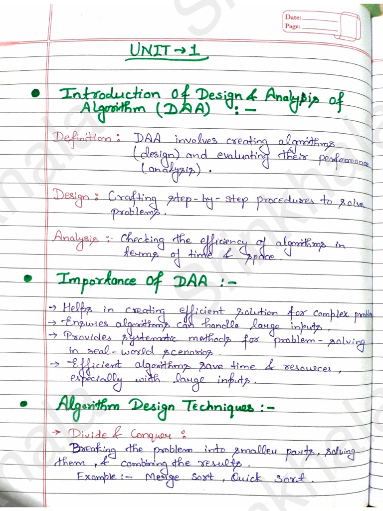 DAA Unit-1 (Handwritten Notes) | PDF