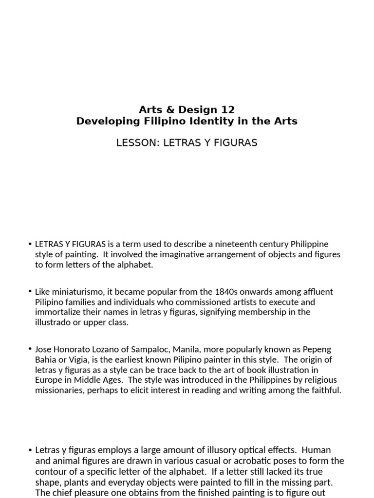 Letras y Figuras: Filipino Art Style | PDF