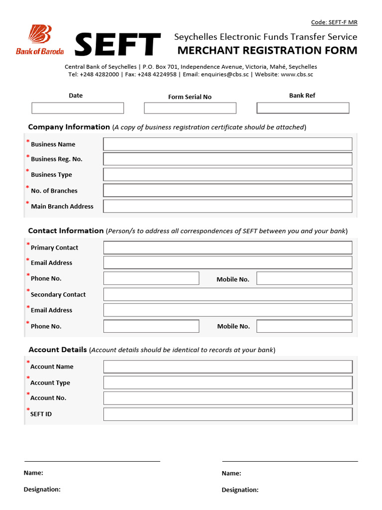 Merchant Registration Form 1st Draft Revised SEFT | PDF