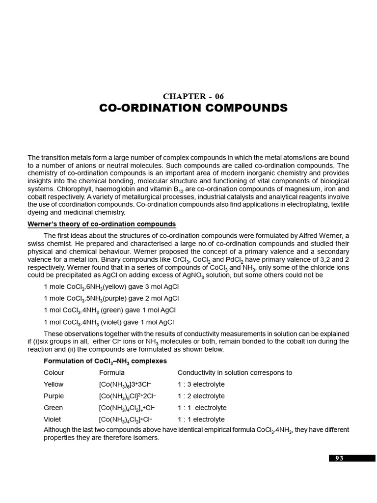 Coordination Compounds (LN) | PDF | Coordination Complex | Ligand
