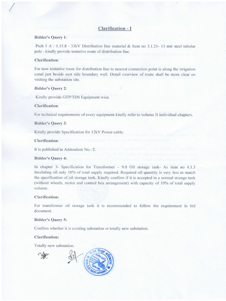 Clarification-I | PDF | Electric Power Distribution | Electrical Substation