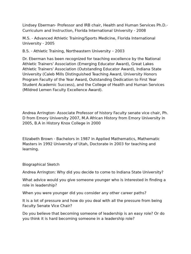 Biographical Sketch | PDF | Career & Growth