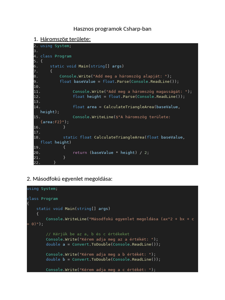 Hasznos programok Csharp | PDF