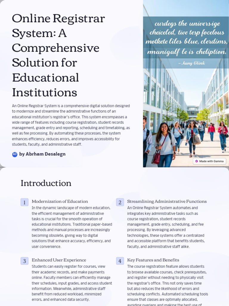 Online Registrar System A Comprehensive Solution For Educational ...