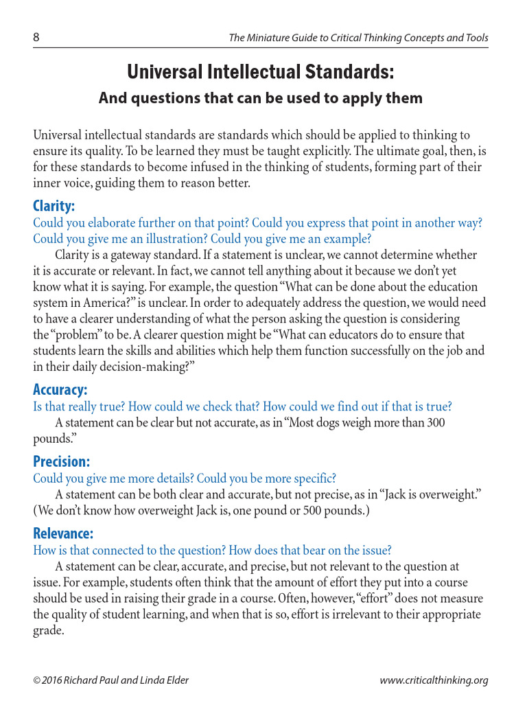 Mini Guide --Intellectual Standards | PDF