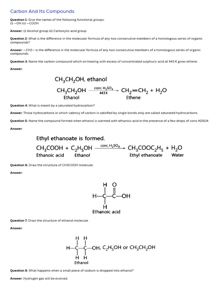 Carbon and Its Compounds.pdf | PDF | Acid | Acetic Acid