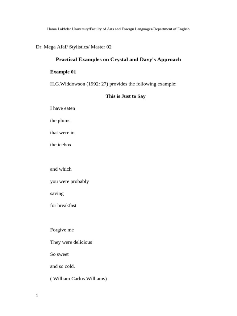 Examples On Linguistic Stylistics | PDF