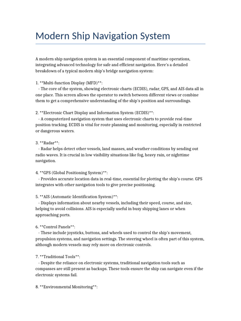 Modern Ship Navigation System | PDF