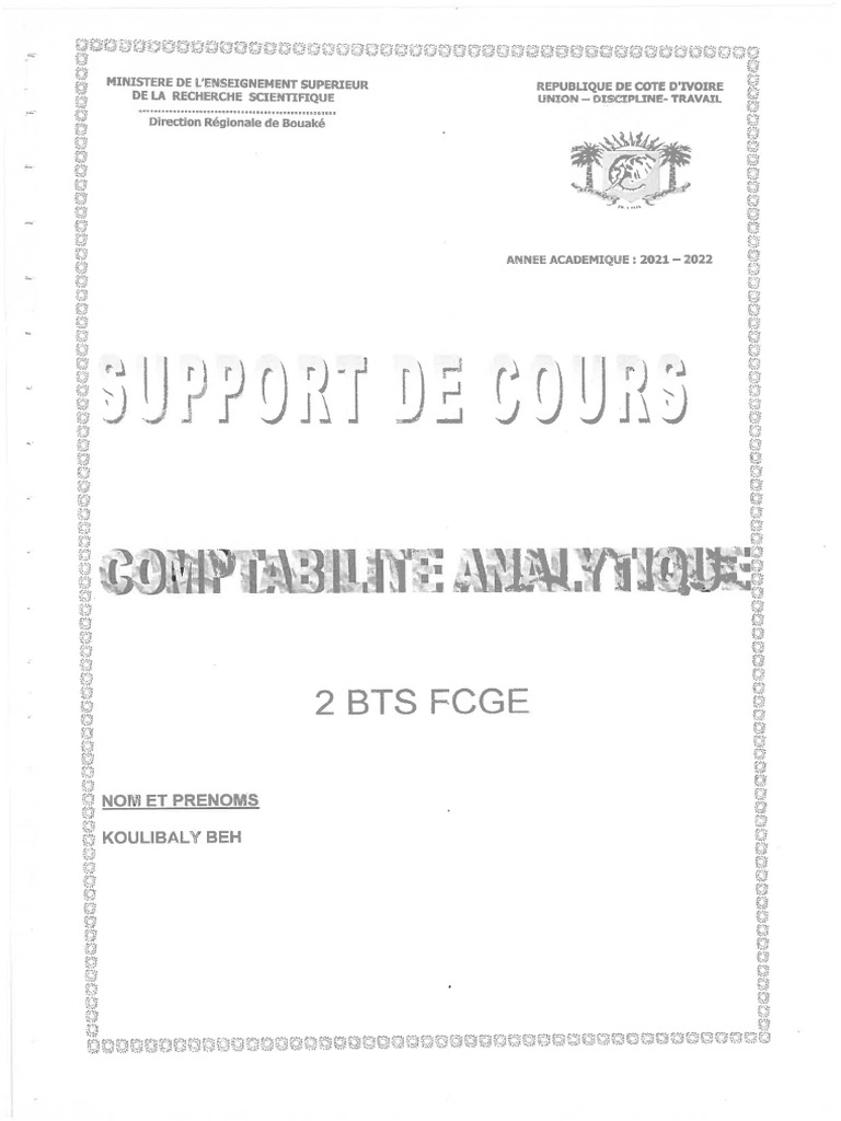 Compta Analytique | PDF