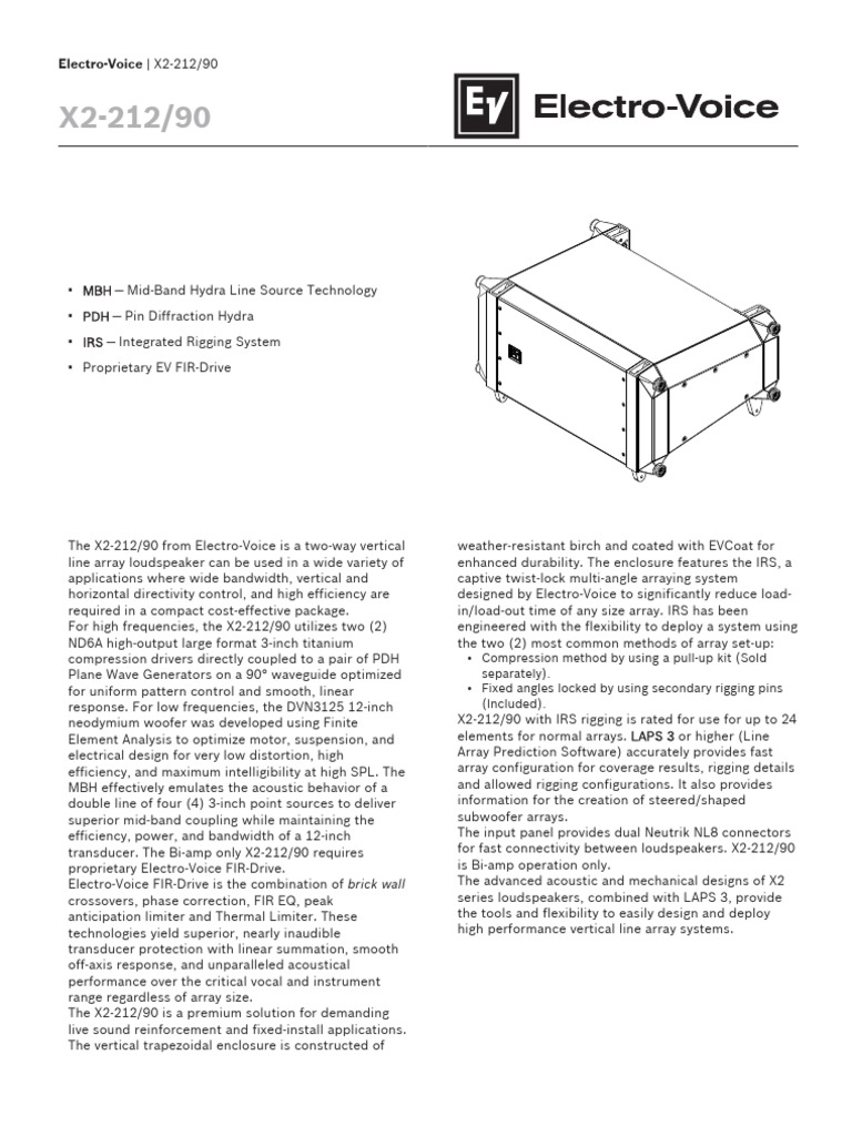 Electro-Voice X2-212/90 Line Array Speaker | PDF | Loudspeaker ...