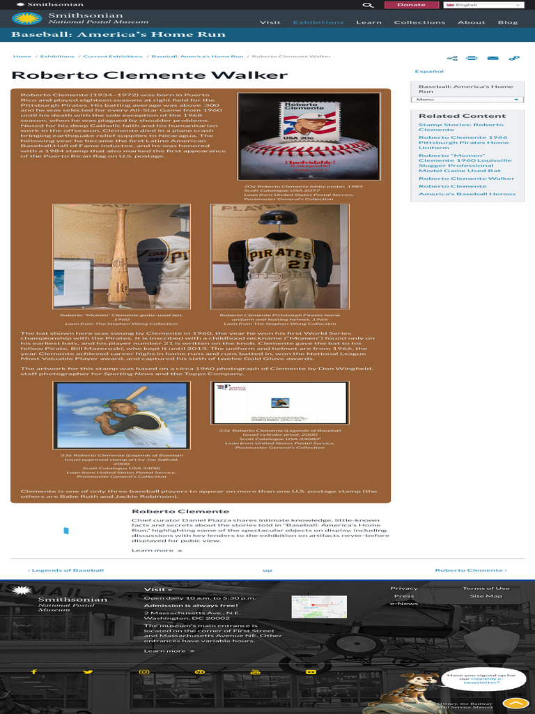 Roberto Clemente Walker National Postal Museum | PDF