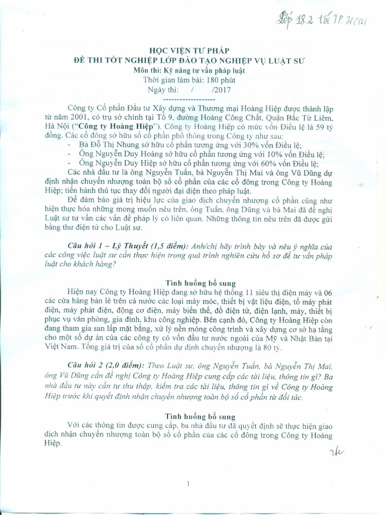 De, Dap an Mon Tu Van | PDF