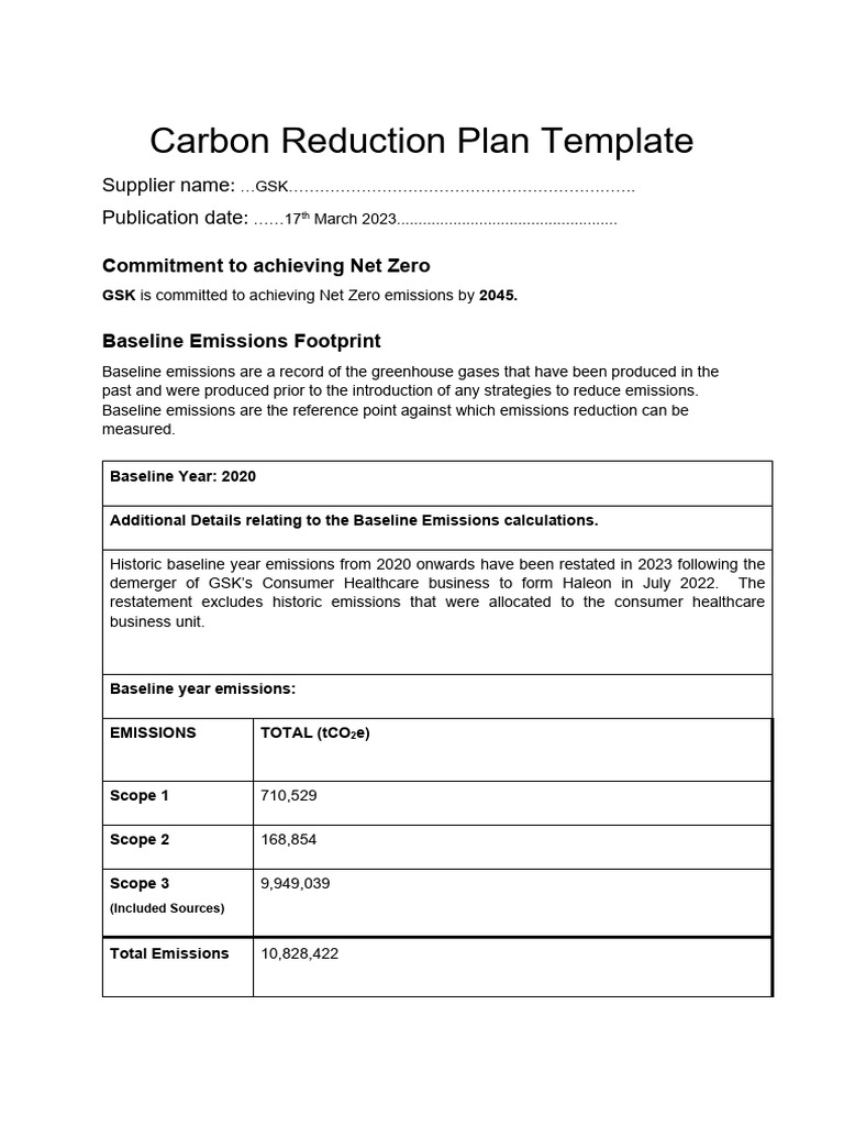 GSK PPN 0621 Carbon Reduction Plan Mar 2023 | PDF | Air Pollution ...