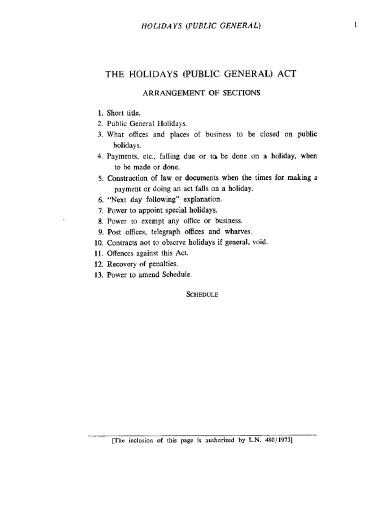 Public General Holidays Act Overview | PDF | Negotiable Instrument ...