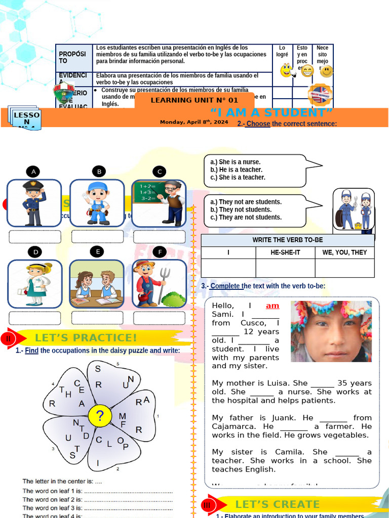 1° 2° Ficha de Actividades Week #04 UNIT 1 | PDF | Lingüística
