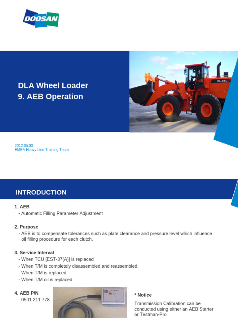 AEB Calibration Guide for DLA Wheel Loader | PDF | Manual Transmission ...