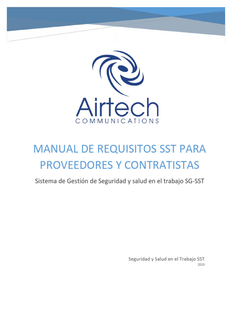 Manual SST para Proveedores 2023 | PDF | Seguridad y salud ocupacional ...