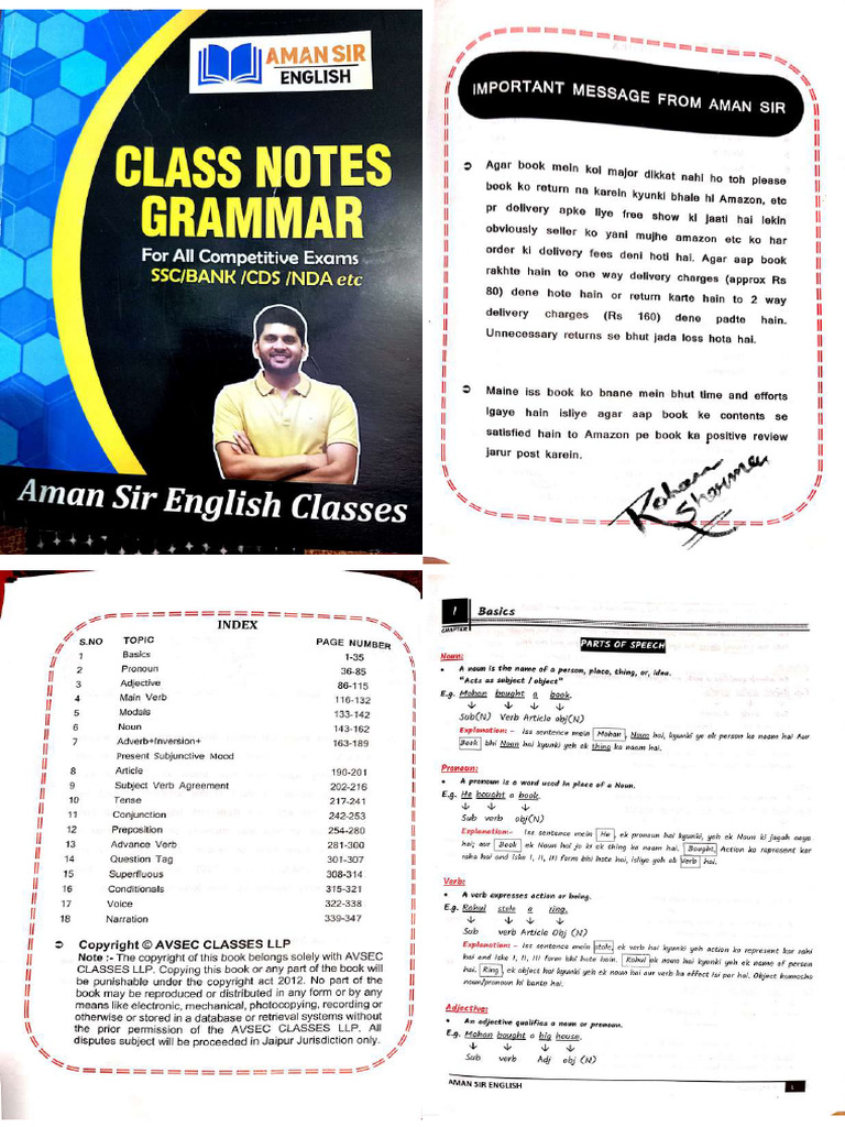 Aman Sir English Grammar Notes 4444 - Compressed | PDF