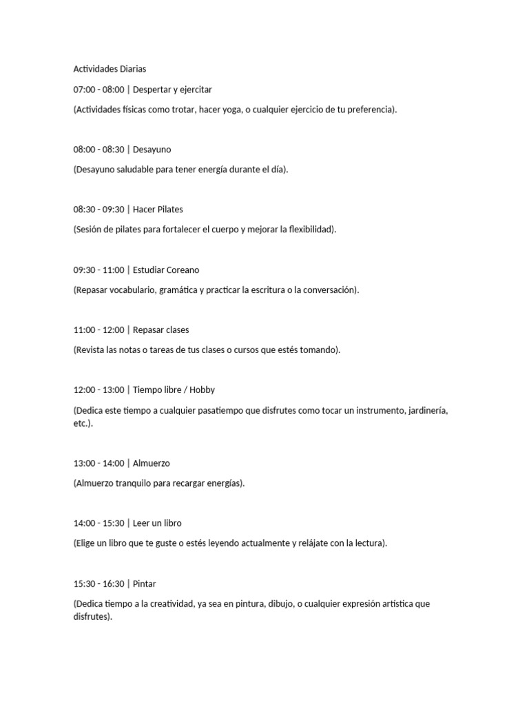 Actividades Diarias | PDF | Artes del lenguaje y disciplina ...
