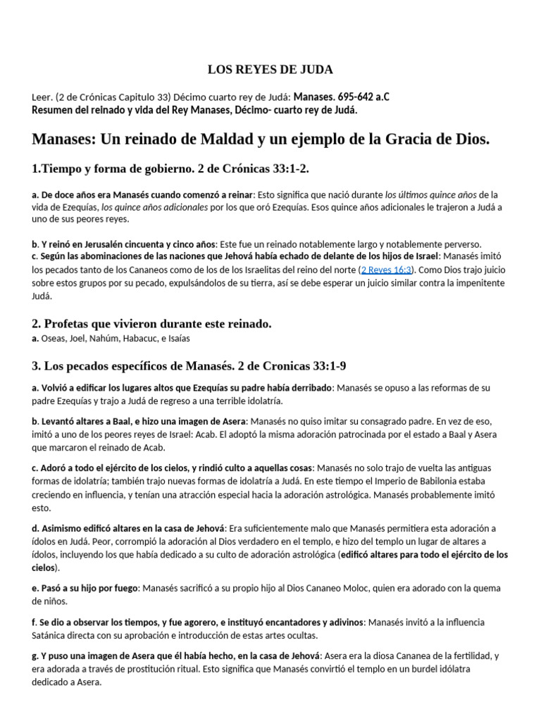 Reyes de Juda - MANASES | PDF | Reino de judá