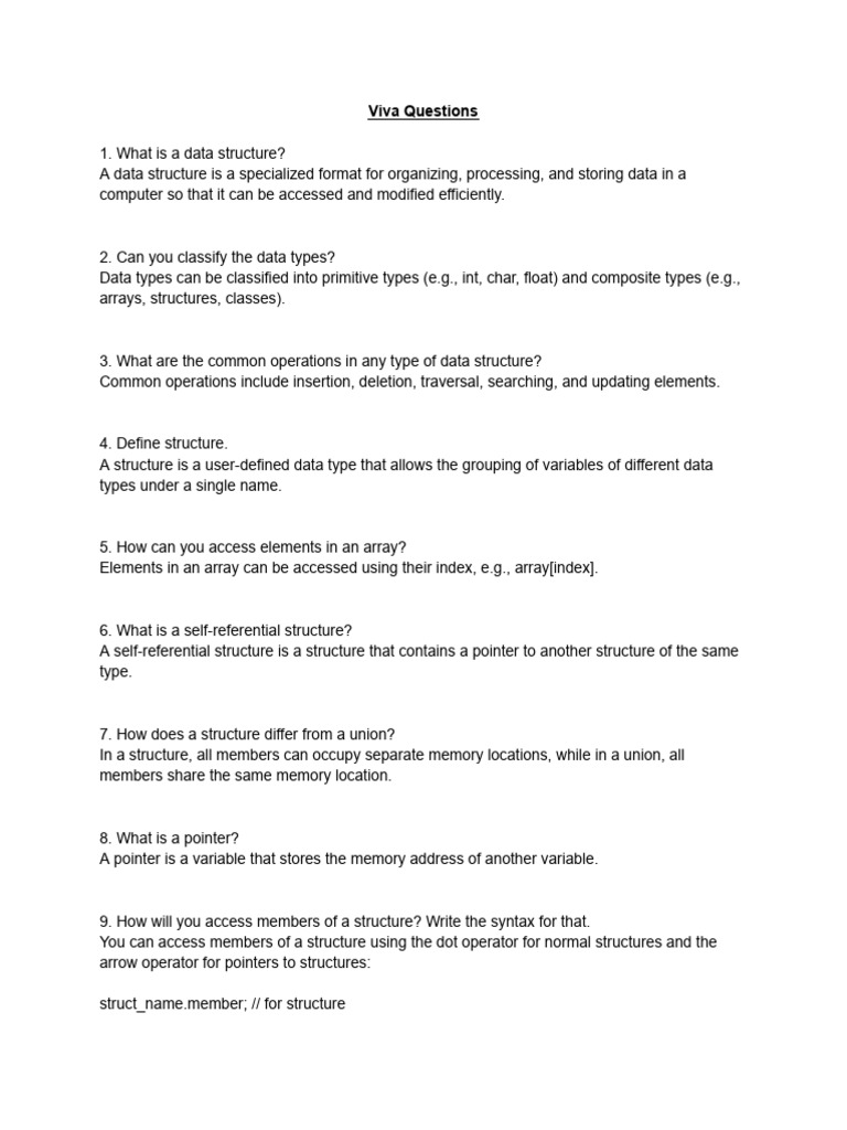 Viva Q&A - DDS | PDF | Queue (Abstract Data Type) | Pointer (Computer Programming)