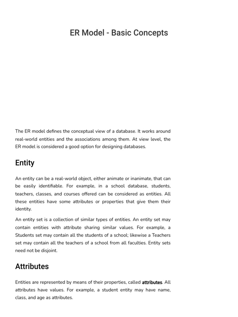 ER Model - Basic Concepts | PDF | Databases | Concept