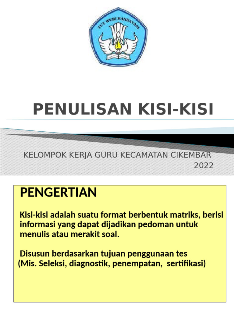 Penulisan Kisi-Kisi 2022 | PDF