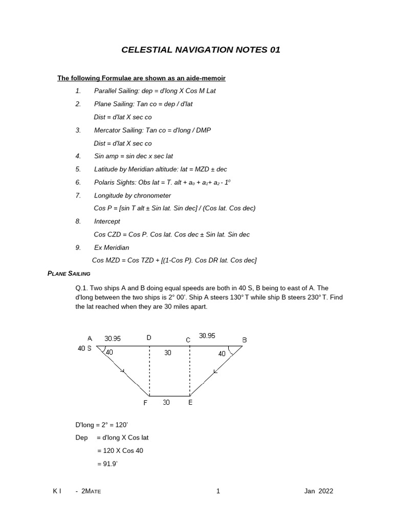 Cel Nav Notes 01 | PDF | Latitude | Geography