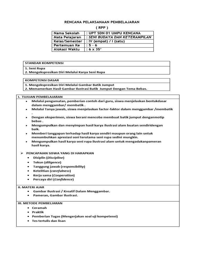 RPP Seni Atau Modul Ajar | PDF