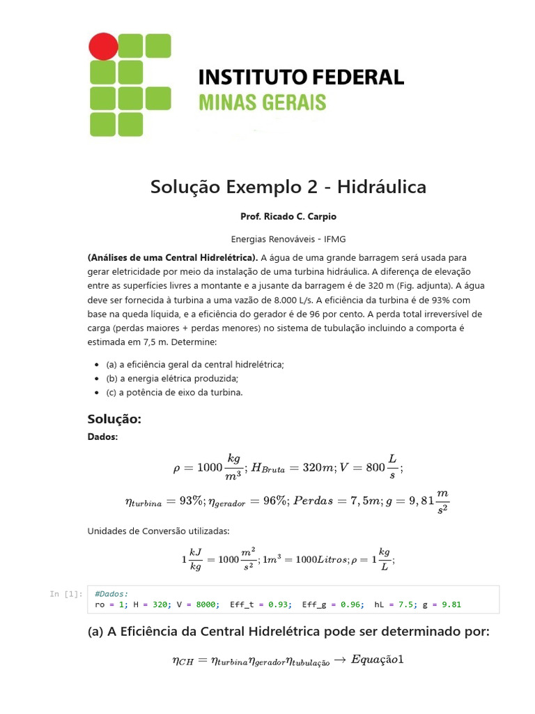 Exemplo 2 | PDF | Hidroeletricidade | Hidrelétrica