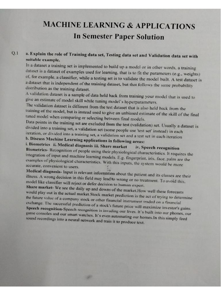 ML Insem Solved Question Paper | PDF