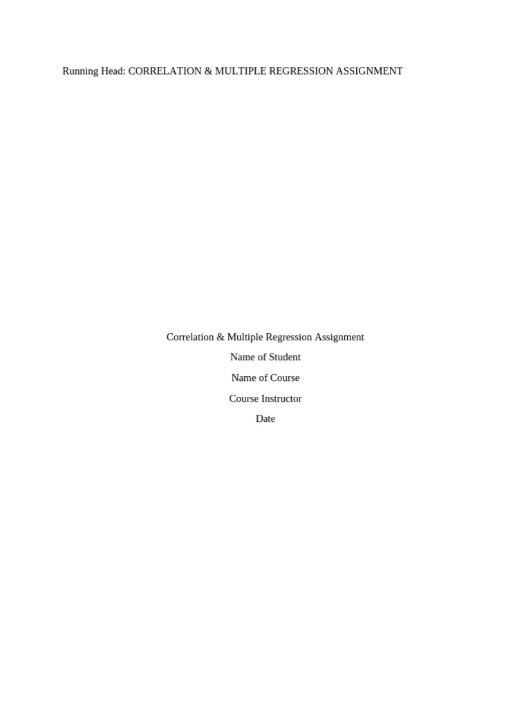 Correlation & Multiple Regression Assignment | PDF | Errors And Residuals | Statistical Analysis