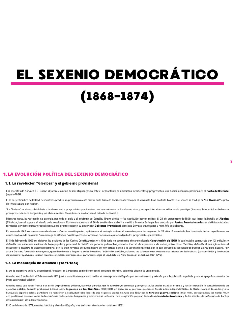 El Sexenio Democrático-1 | PDF